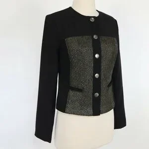 CAbi | Jackets & Coats | Cabi Media Blazer Jacket Black Green Cropped ...